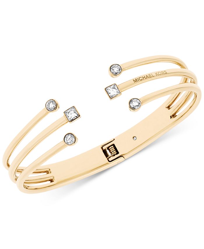 Michael Kors Crystal Cuff Hinged Bracelet - Macy's
