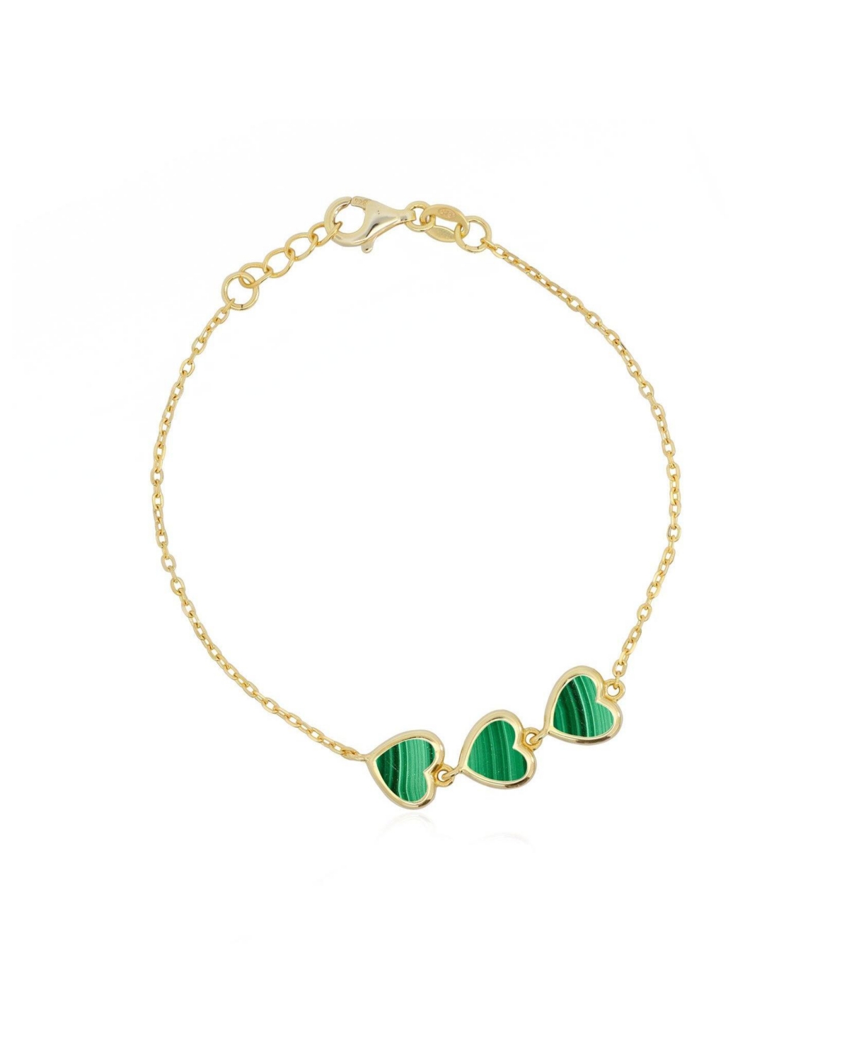 Click here for The Lovery Malachite Trio Heart Bracelet 14K - Mal... prices