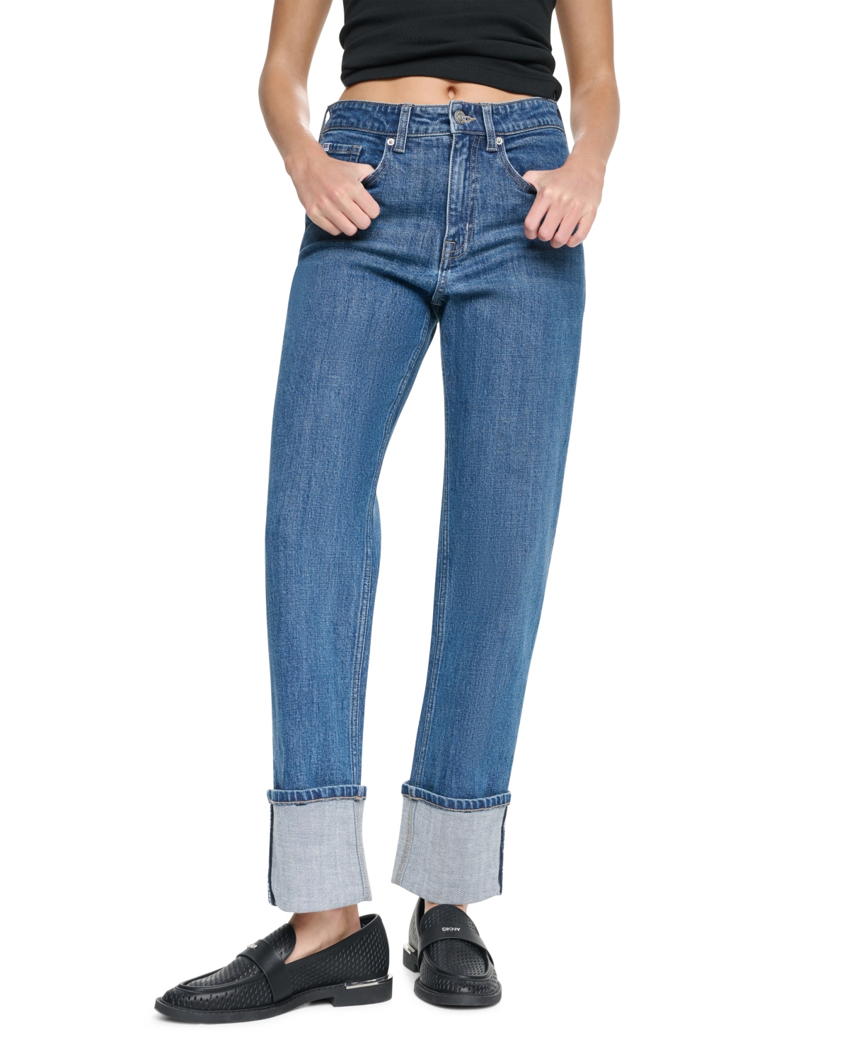 Click here for Dkny Jeans Womens High-Rise Straight-Leg Logo-Tape... prices