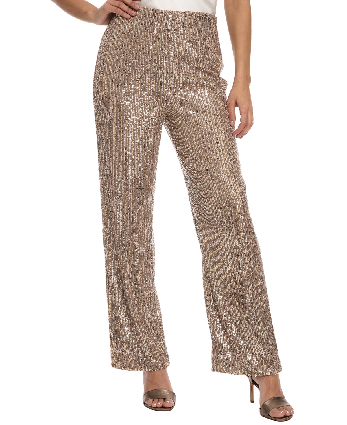 Click here for Muse Womens Pull-On Wide-Leg Allover-Sequin Pants... prices