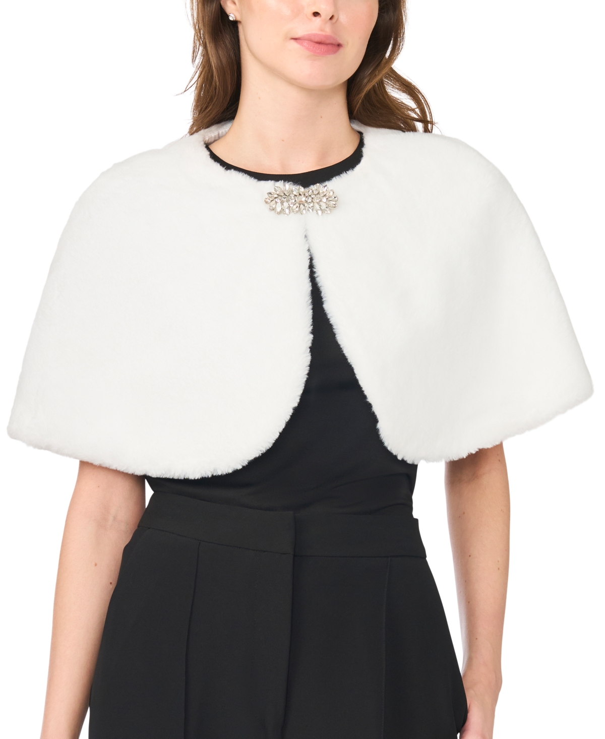 Click here for Msk Womens Lined Faux Fur Cape - Ivory prices