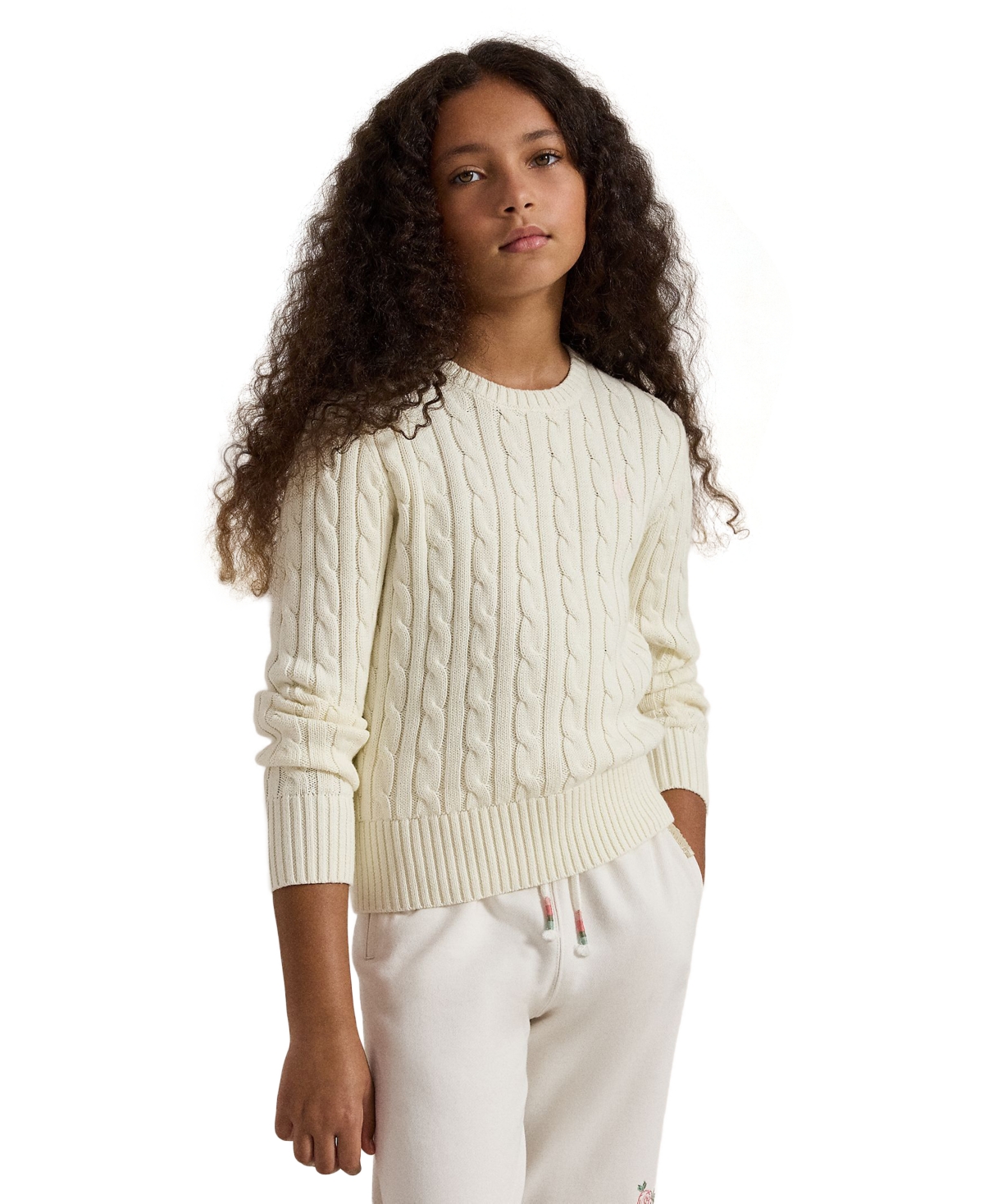 Click here for Polo Ralph Lauren Girls 7-16 Cable-Knit Cotton Swe... prices