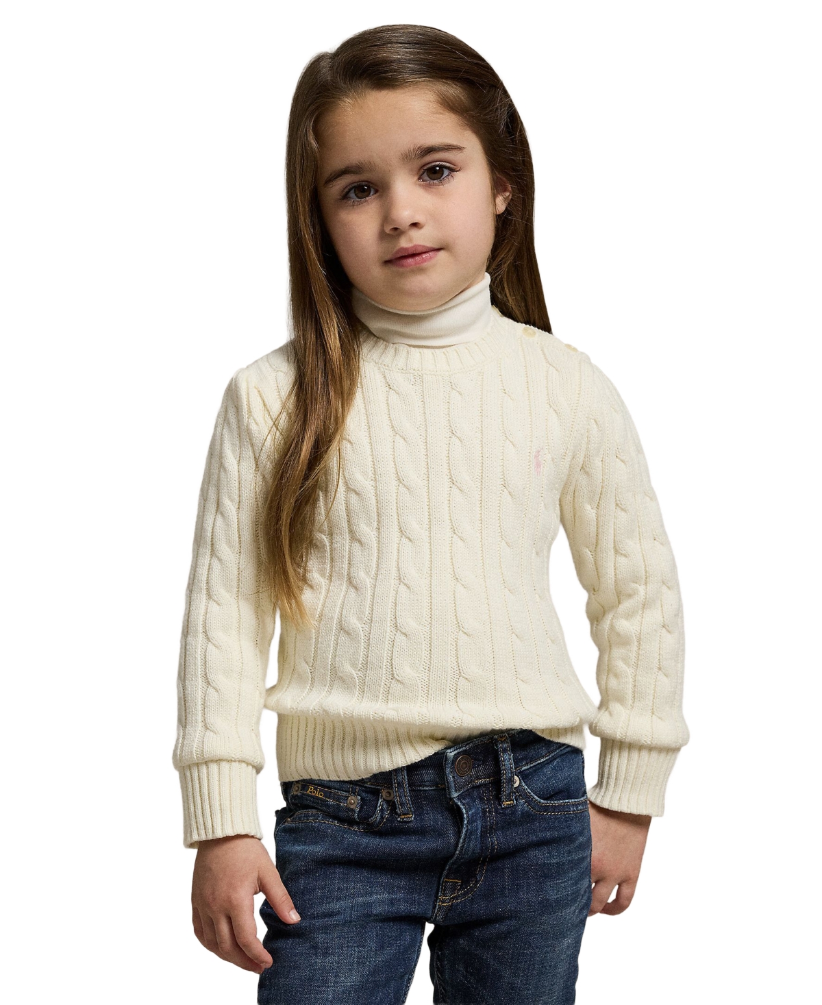 Click here for Polo Ralph Lauren Girls 2T-6X Cable-Knit Cotton Sw... prices