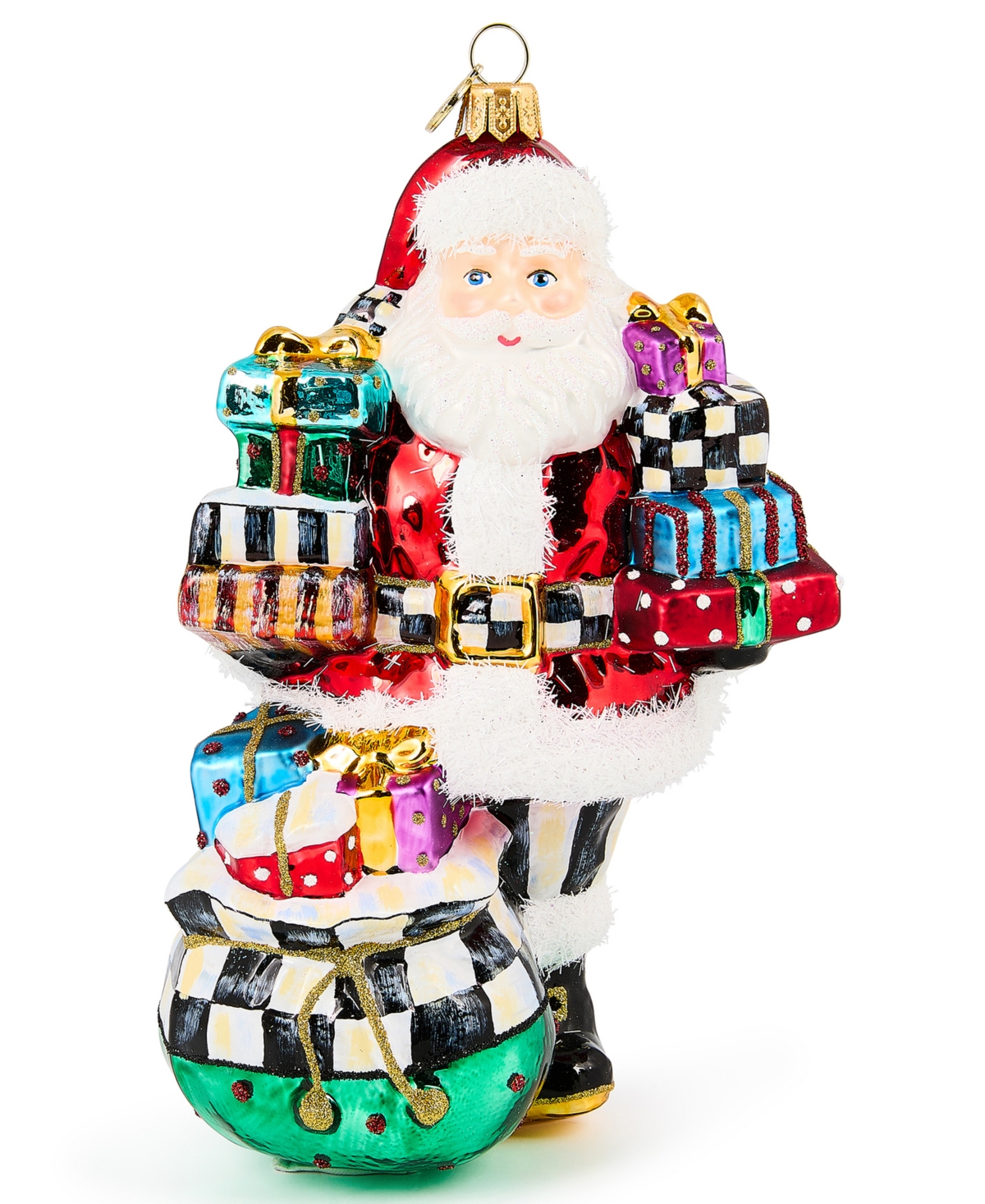 Click here for MacKenzie-Childs Santa with Gifts Glass Ornament -... prices