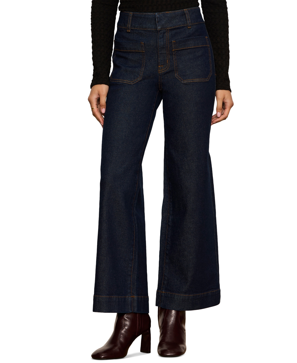 Click here for Sanctuary Womens Mid-Rise Wide-Leg Jeans - Too Muc... prices