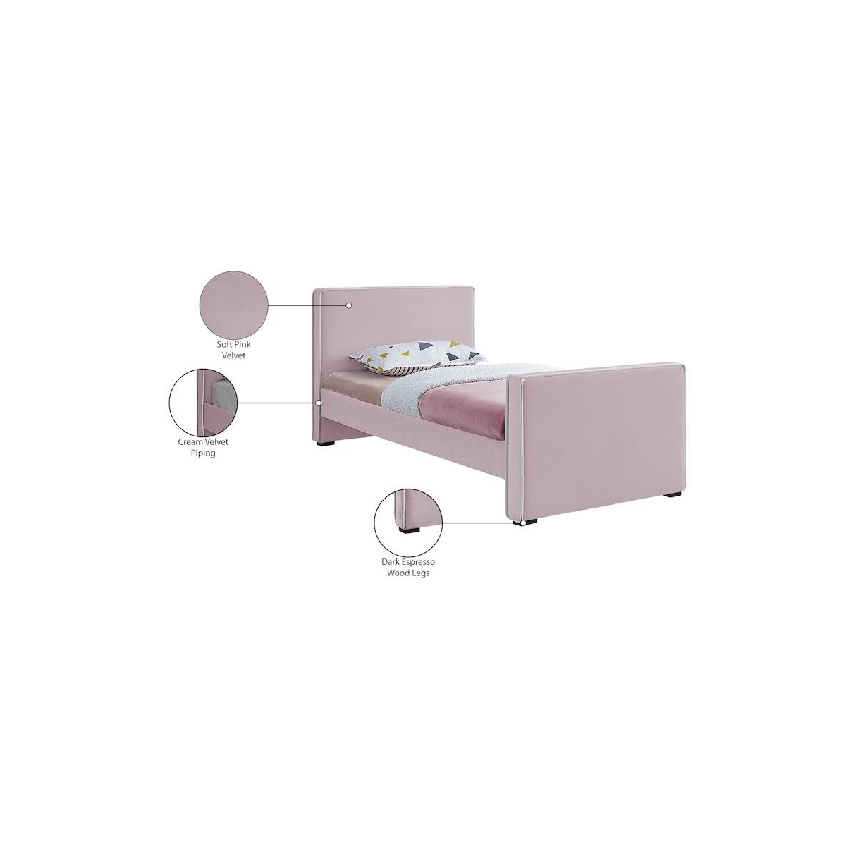Click here for Meridian Furniture Dillard Velvet Twin Bed - Pink prices