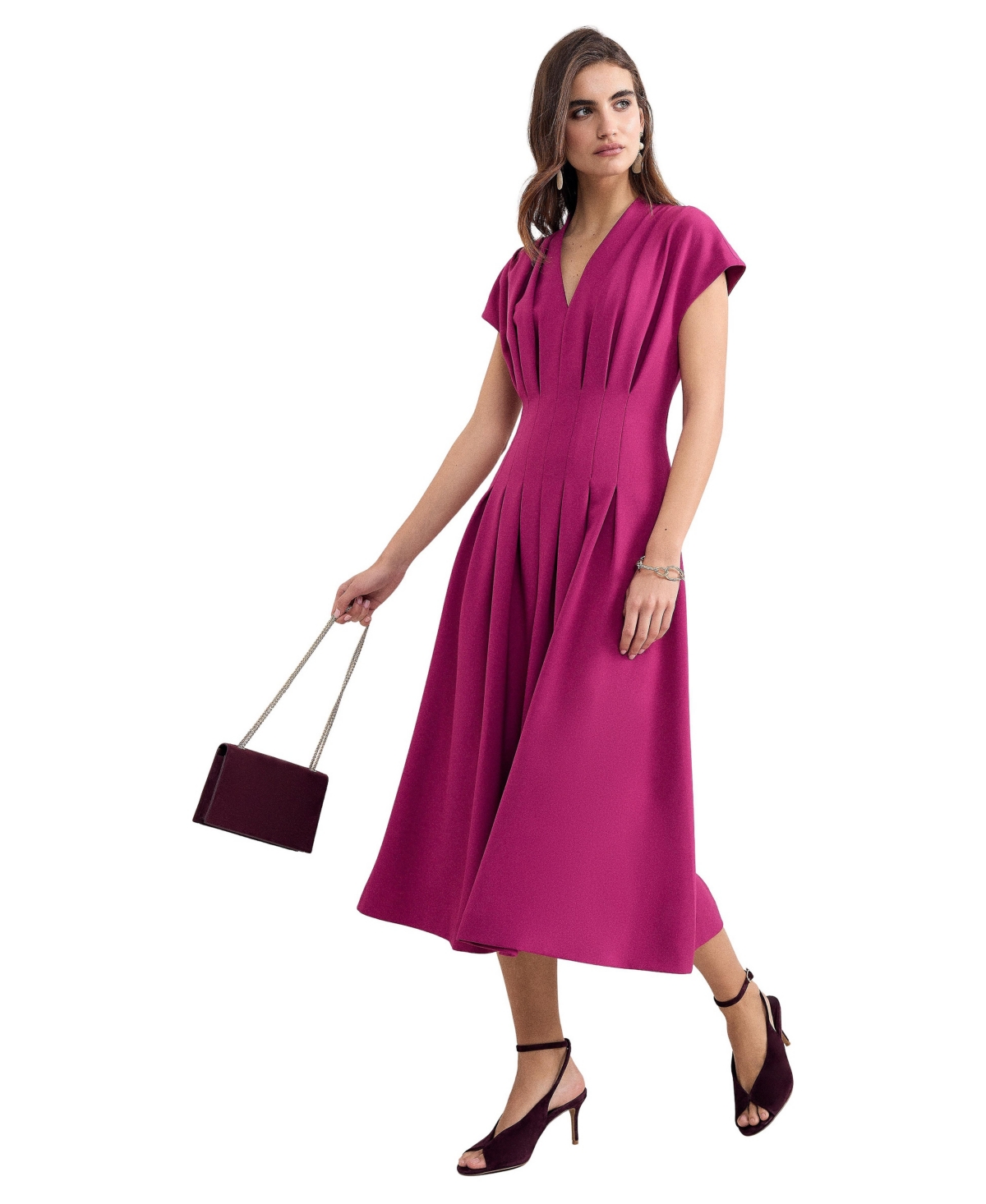 Click here for Phase Eight Womens Hanna Pleated V-Neck Midi Dress... prices