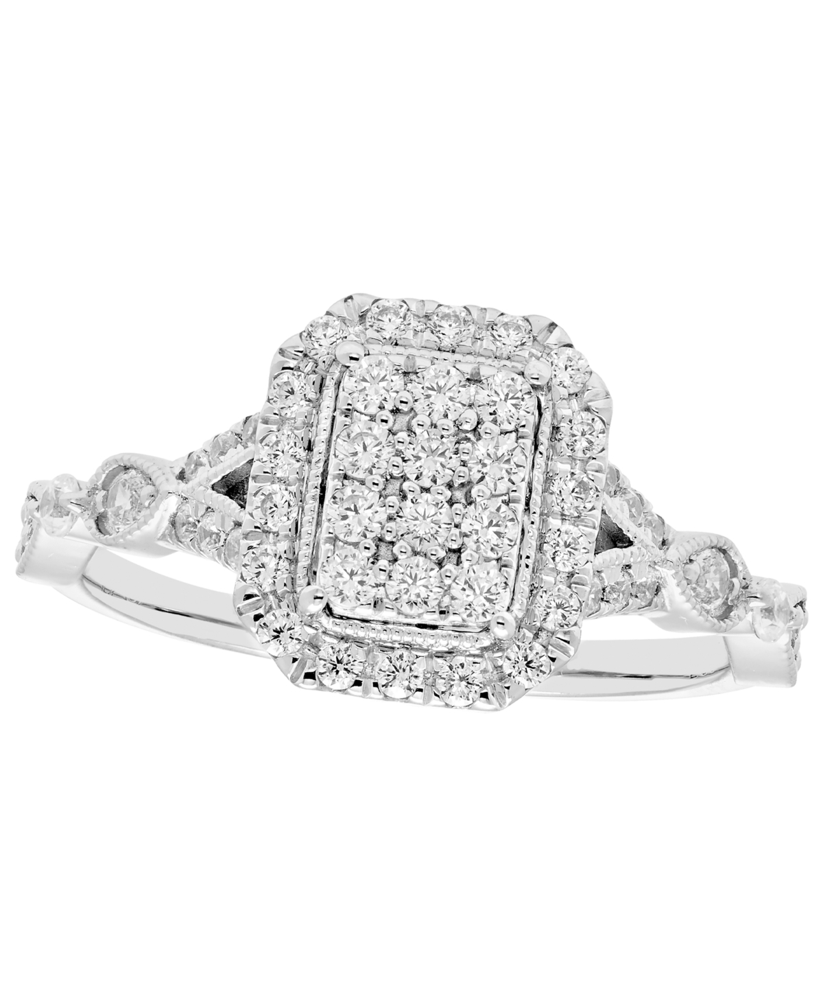 Click here for Macys Diamond Halo Cluster Ring (1/2 ct. t.w.) in... prices