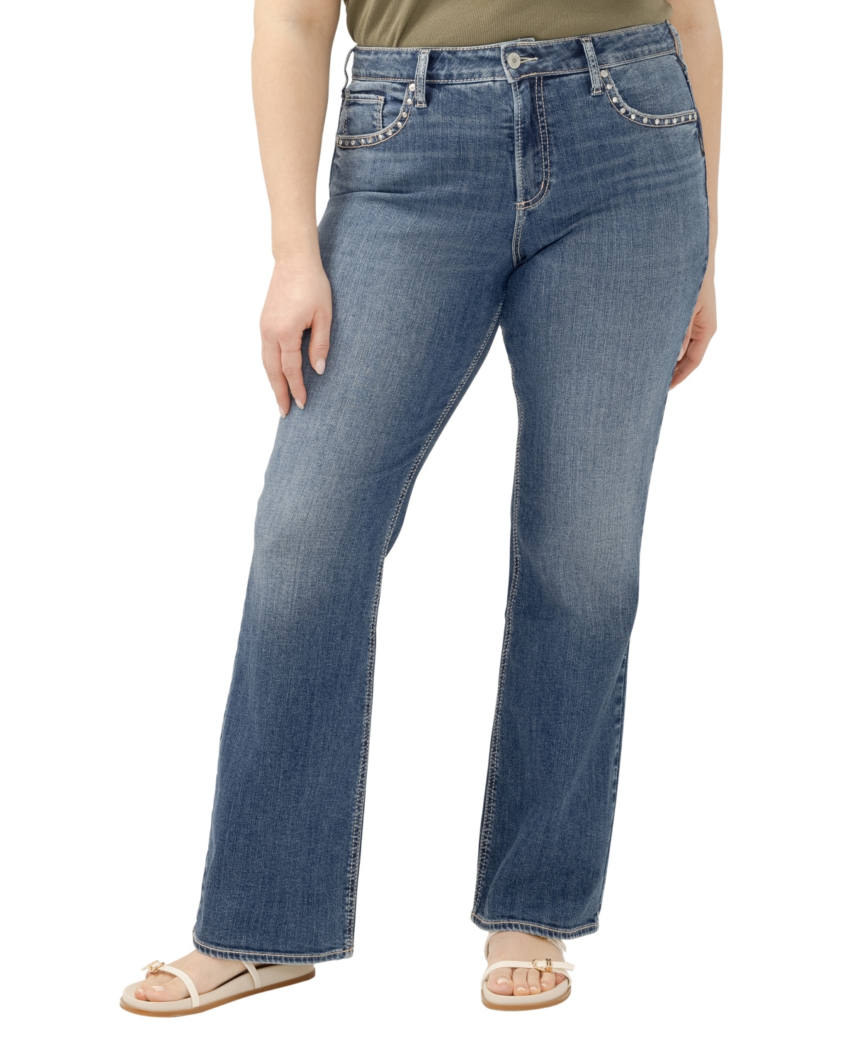 Click here for Silver Jeans Co. Plus Size Avery High-Waisted Stud... prices