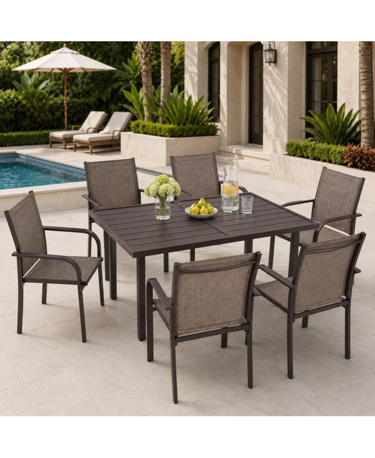 Click here for 7-Piece Outdoor Patio Dining Set with 55 Rectangul... prices