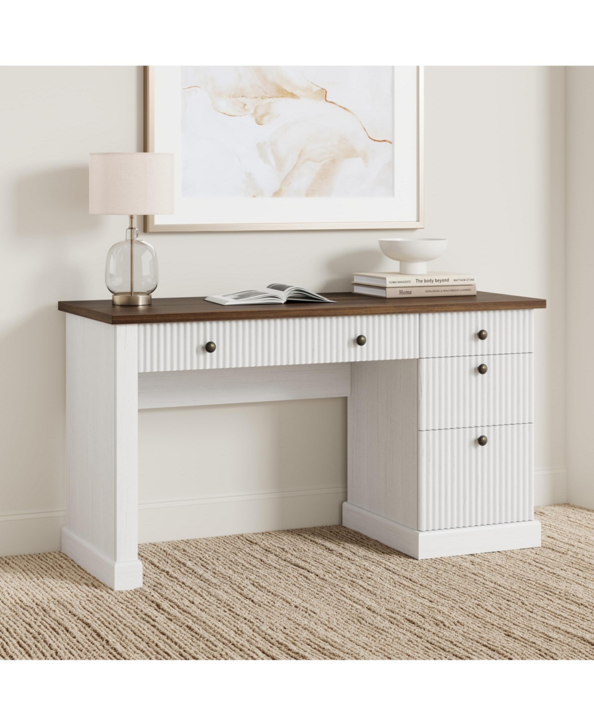 Click here for homfan 54 Fluted Executive Desk with File Drawer &... prices