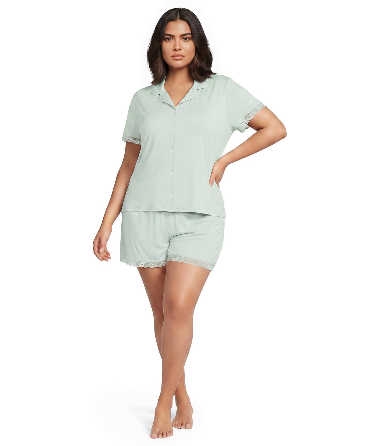 Click here for Lands End Plus Size Cooling Lace-Trim Top and Shor... prices