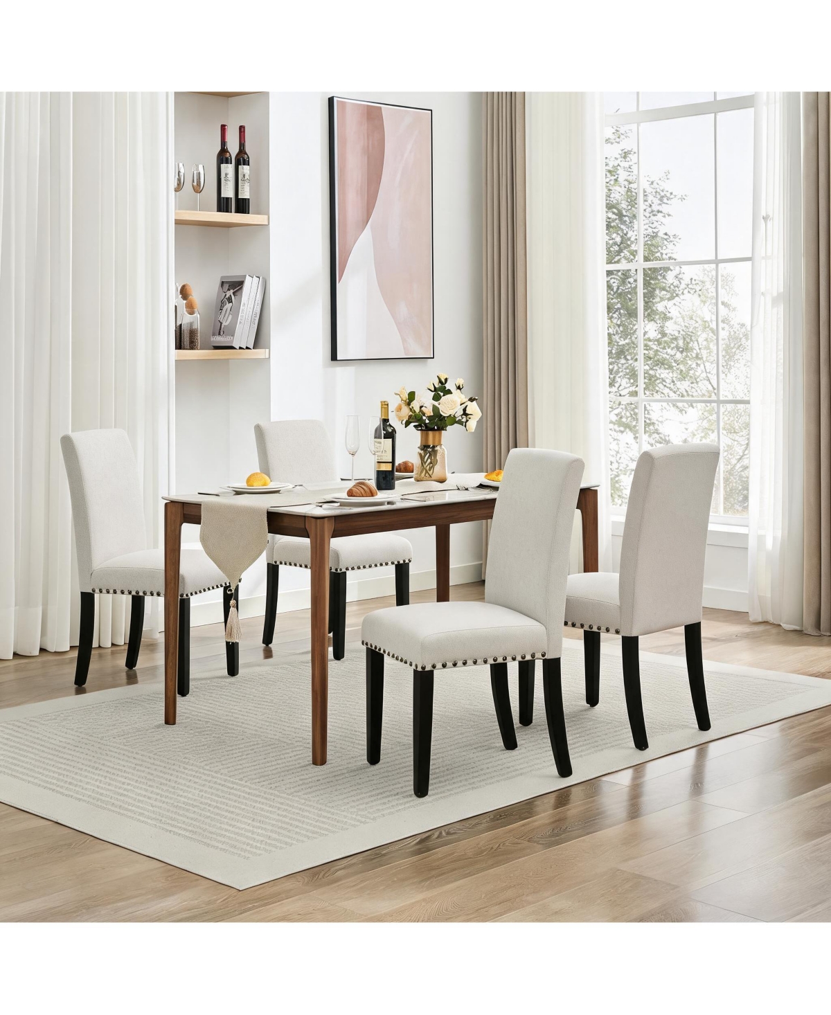 Click here for homfan Dining Chairs Set of 4  Curved Back  Wood L... prices