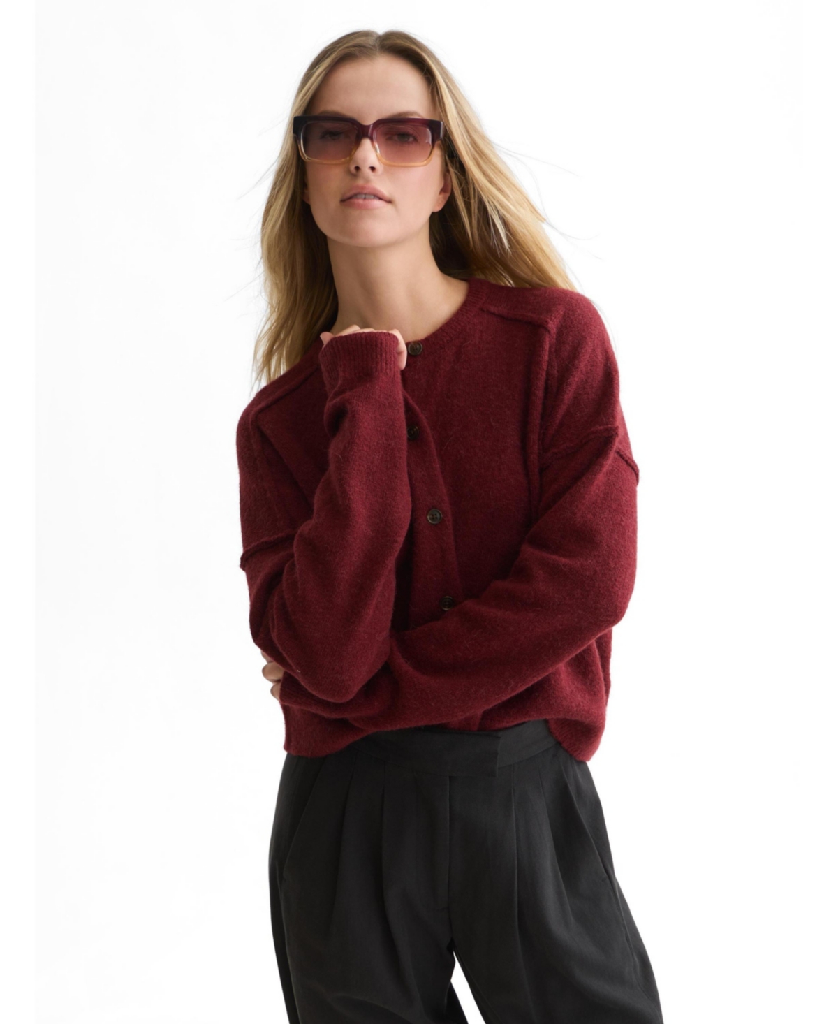 Click here for Scotch & Soda Womens Fuzzy Relaxed-Fit V-Neck Card... prices