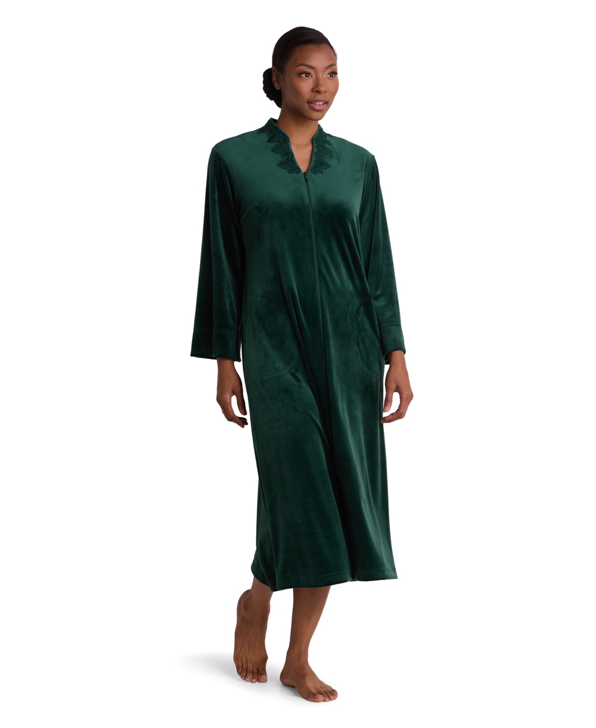 Click here for Miss Elaine Womens Fleece Zip Front Long Robe - De... prices
