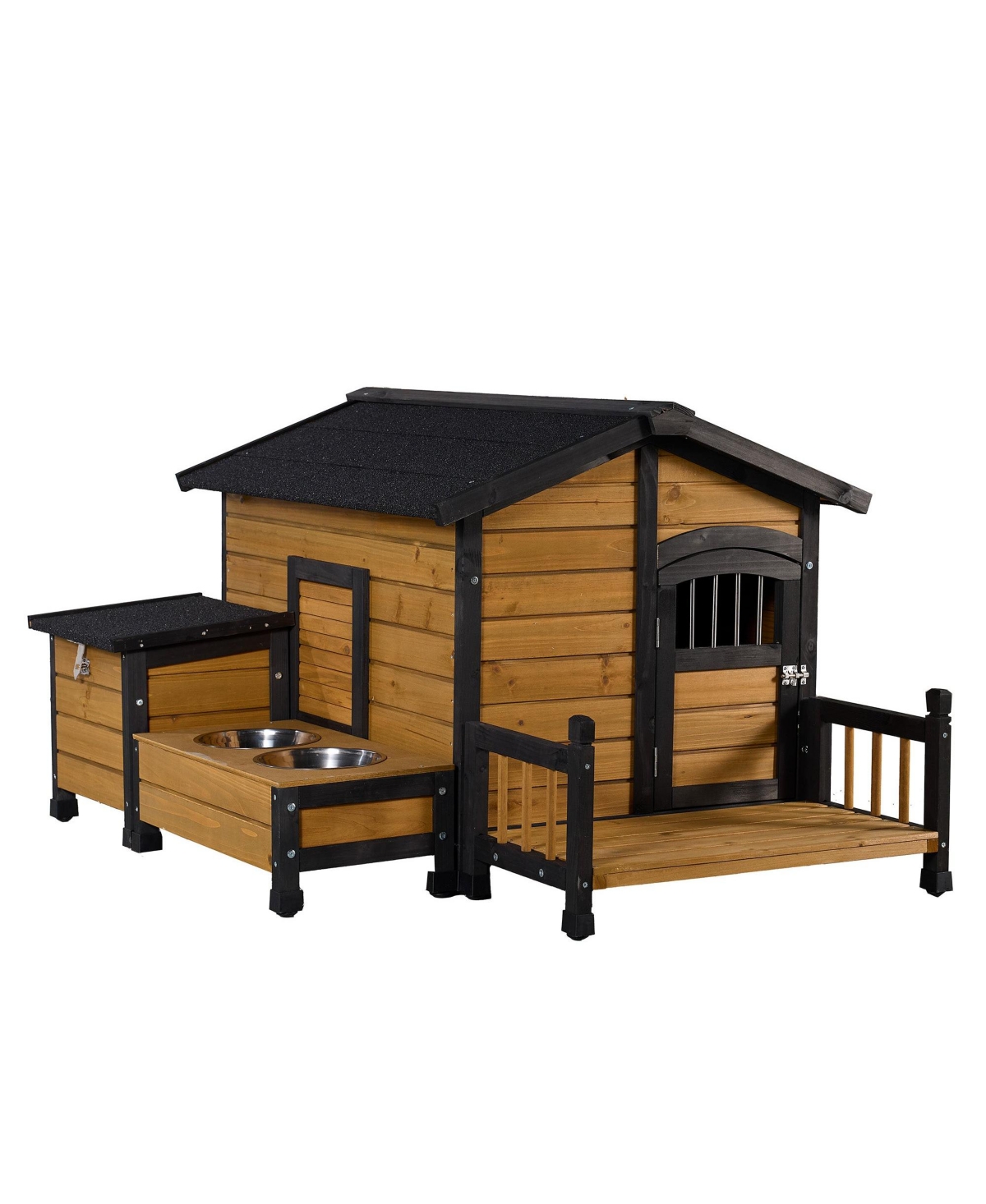 Click here for Clihome Large Wooden Dog House with Feeding Statio... prices