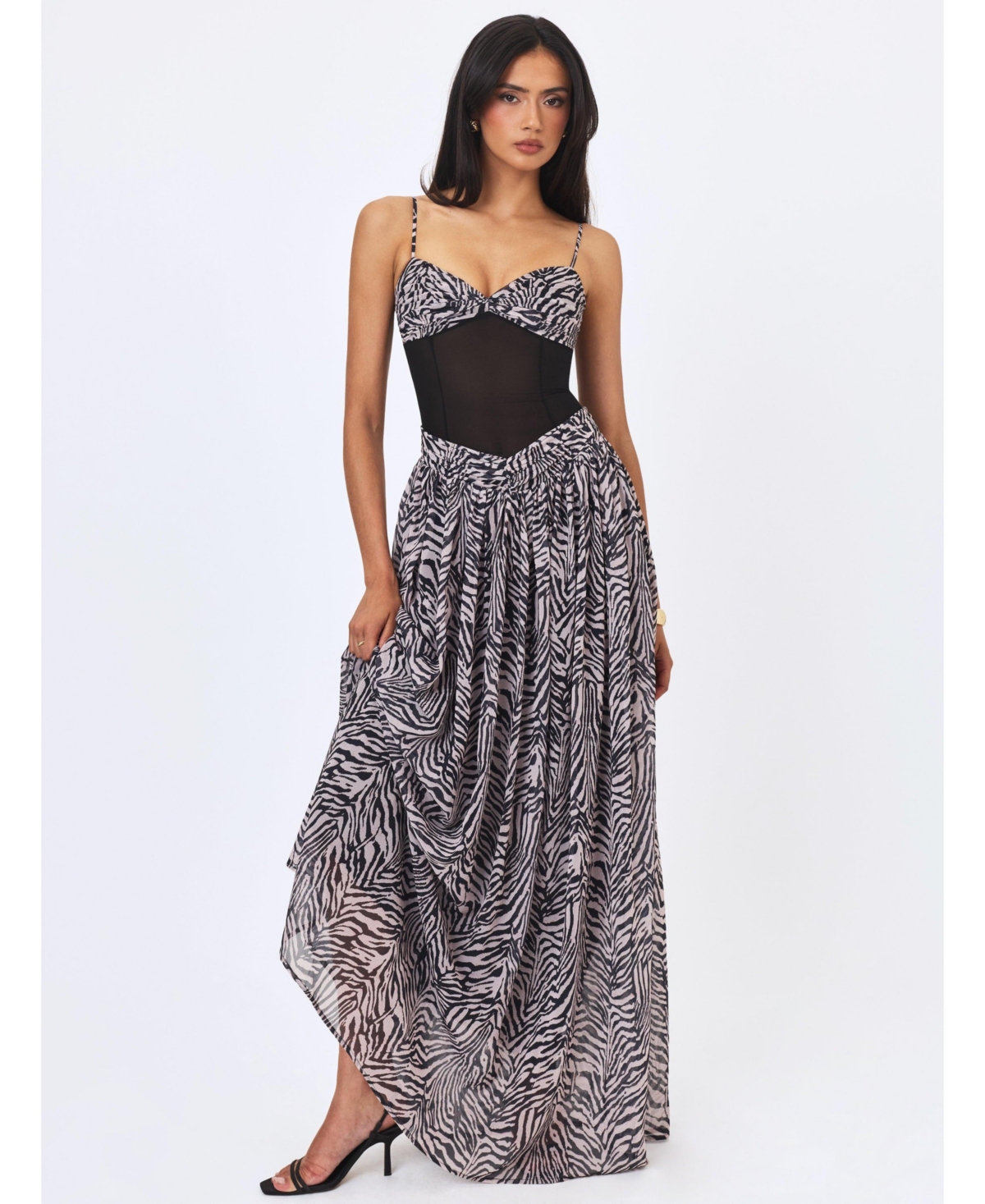 Click here for Miss Circle Womens Onora Zebra Print Chiffon Dippe... prices