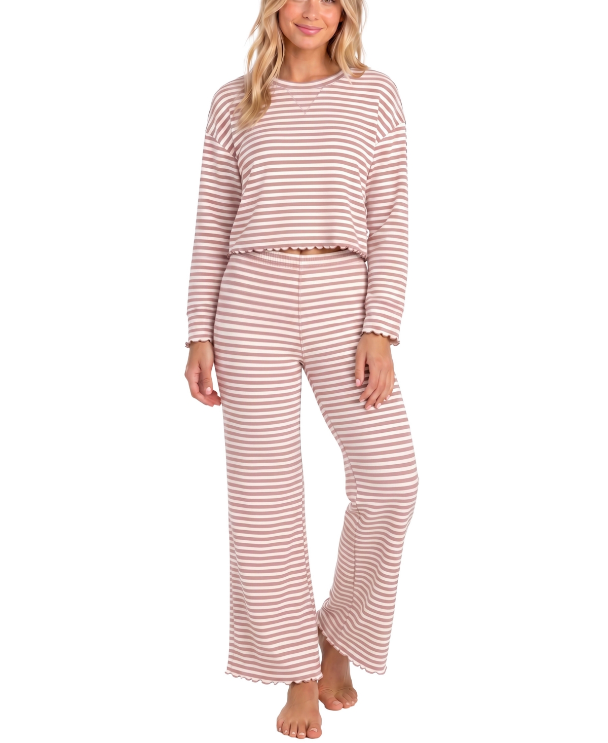 Click here for Sincerely Jules Womens WonderLuxe Striped Long-Sle... prices