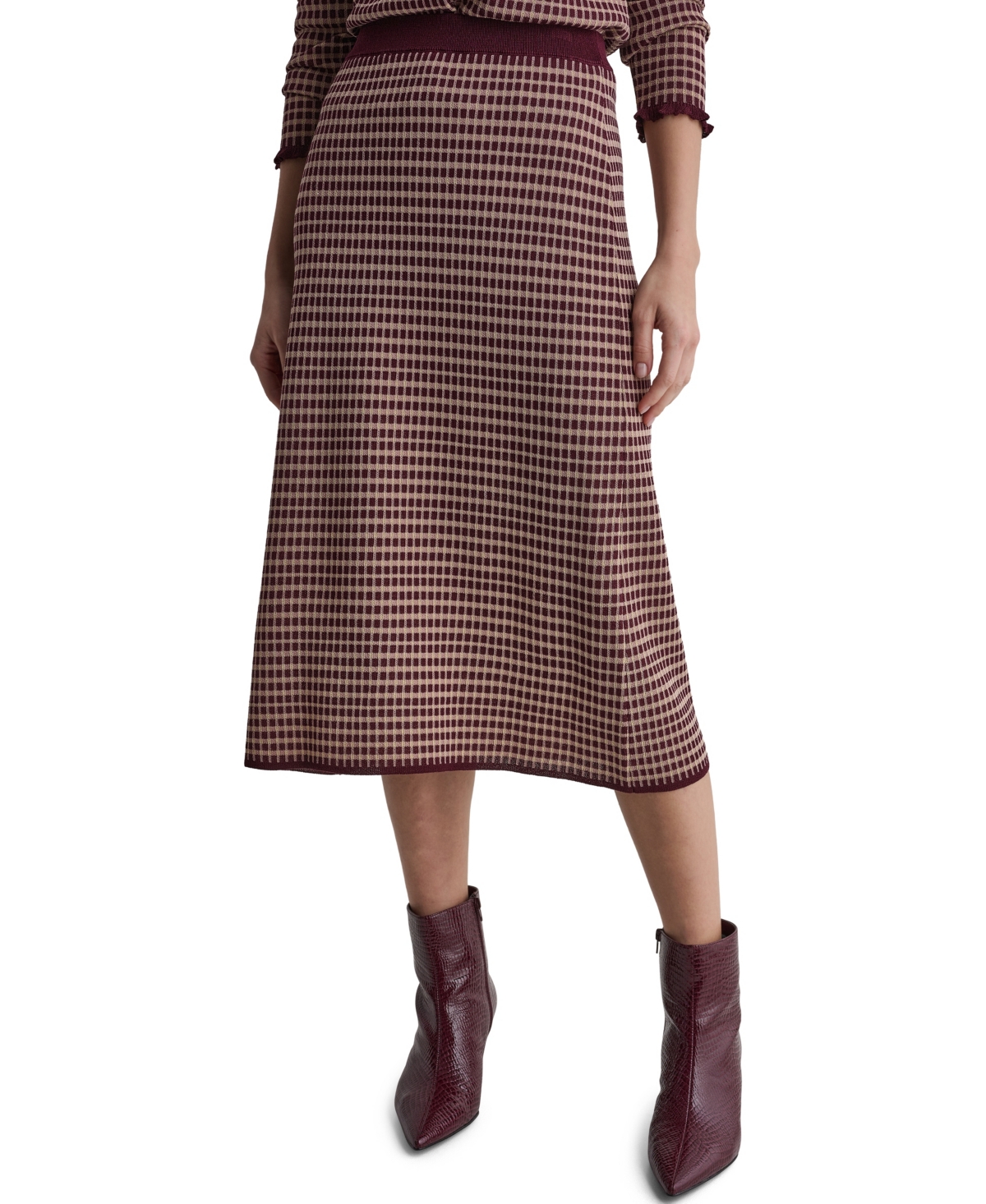 Click here for Bcbg Womens High-Waisted Plaid Knit Midi Skirt - S... prices