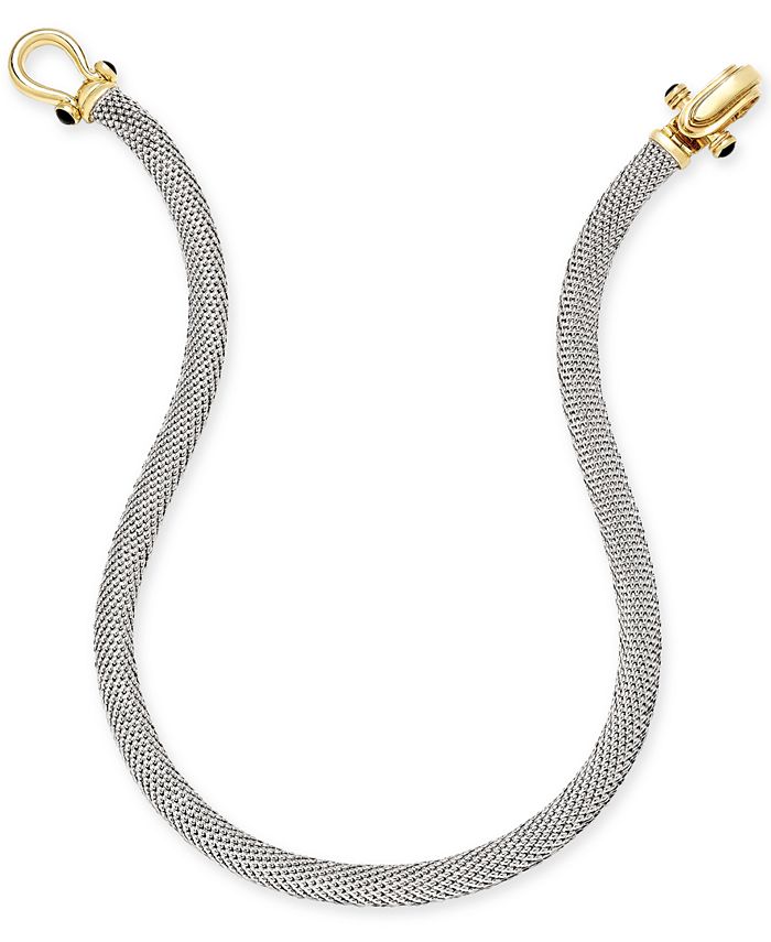 Italian Gold Rounded Mesh Collar Necklace in 14k Gold over Sterling ...