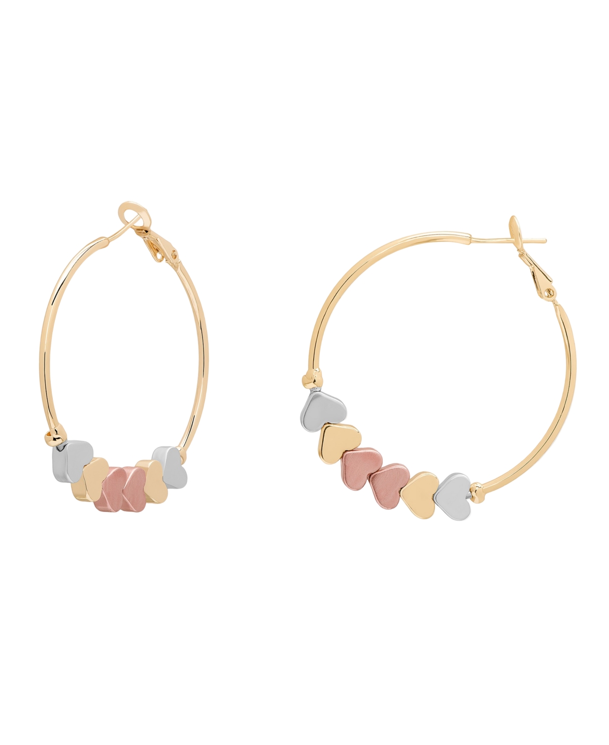 Click here for Macys Tri-Color Heart Charms on Hoop Earrings - Tr... prices
