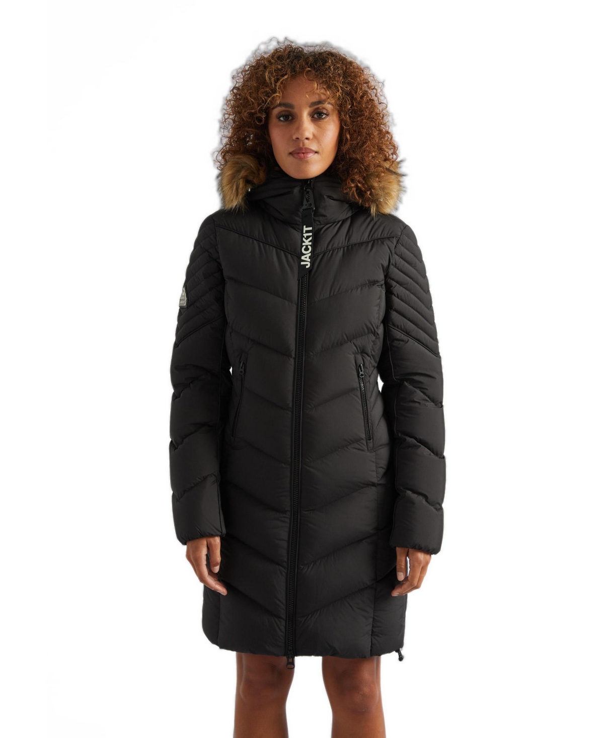 Click here for JACK1T Womens Longline Quilted Puffer Coat - Black prices