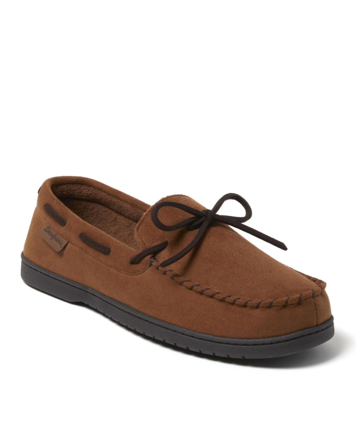 Click here for Dearfoams Mens Toby Moccasin Slipper with Tie - Ta... prices