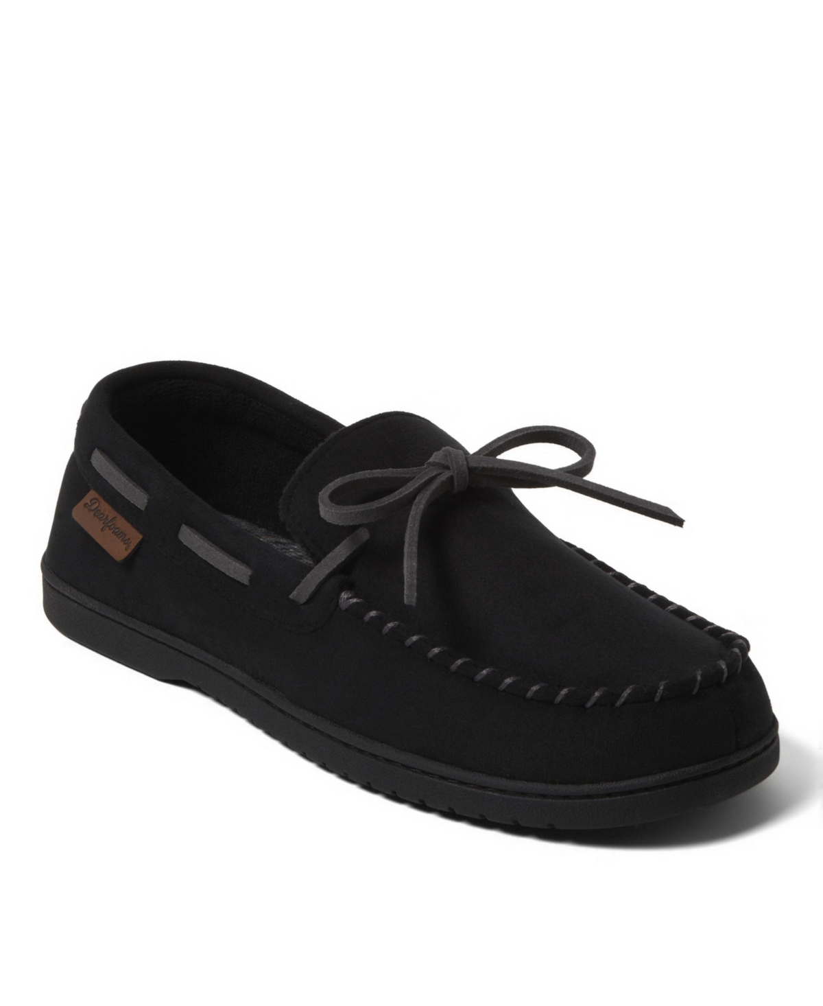 Click here for Dearfoams Mens Toby Moccasin Slipper with Tie - Bl... prices