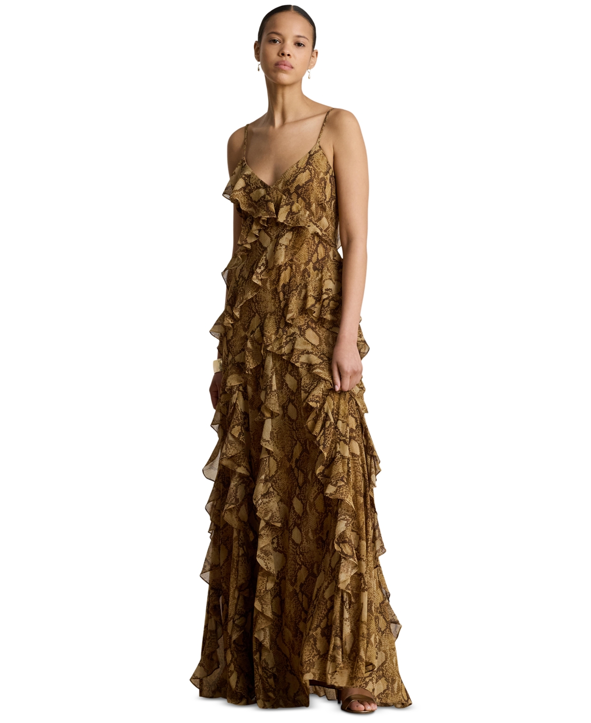 Click here for Lauren Ralph Lauren Womens Python-Print Ruffle-Tri... prices