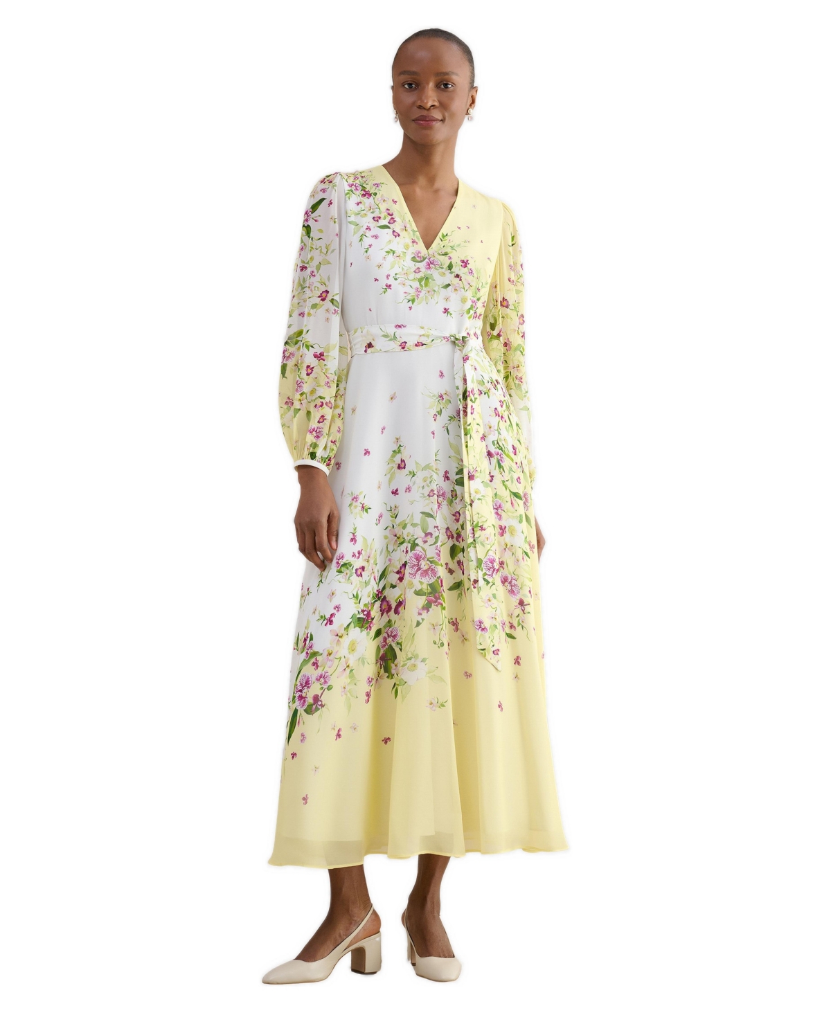 Click here for Hobbs London Womens Ariel Silk Dress - Yellowmulti prices
