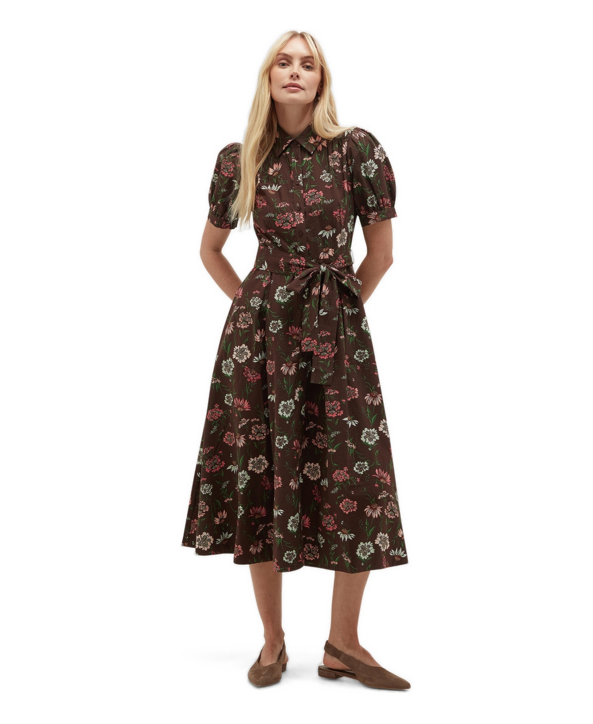 Click here for Hobbs London Womens Carly Fit Flare Midi Dress - B... prices