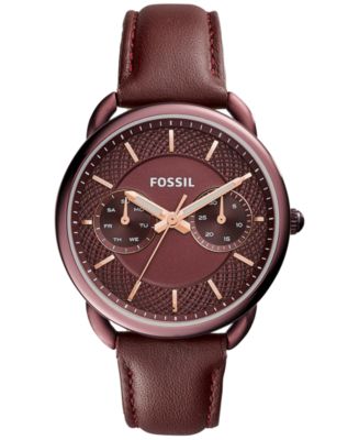 Fossil Women's Tailor Red Leather Strap Watch 35mm ES4121 - Macy's