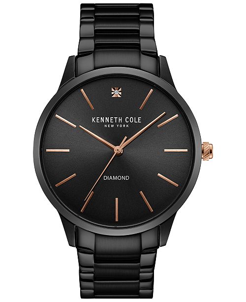 Kenneth Cole New York Men's Diamond Accent Black Ion-Plated Stainless ...