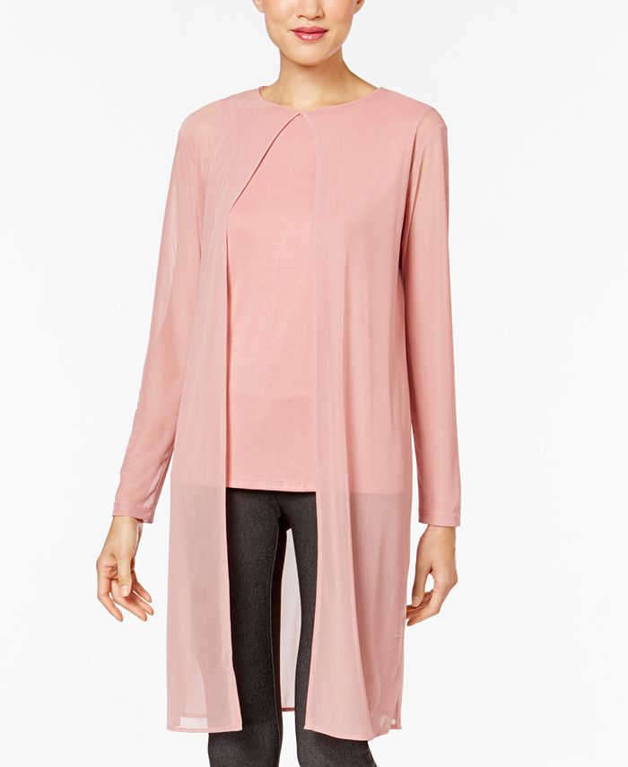 One A Chiffon-Overlay Layered-Look Top - Macy's