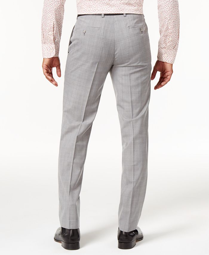 Bar III Men's Slim-Fit Light Gray Plaid Suit Pants, Created for Macy's ...
