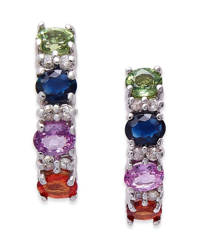 Macy's Multi-Sapphire (2-3/8 ct. t.w.) and Diamond (1/8 ct. t.w.) Drop ...