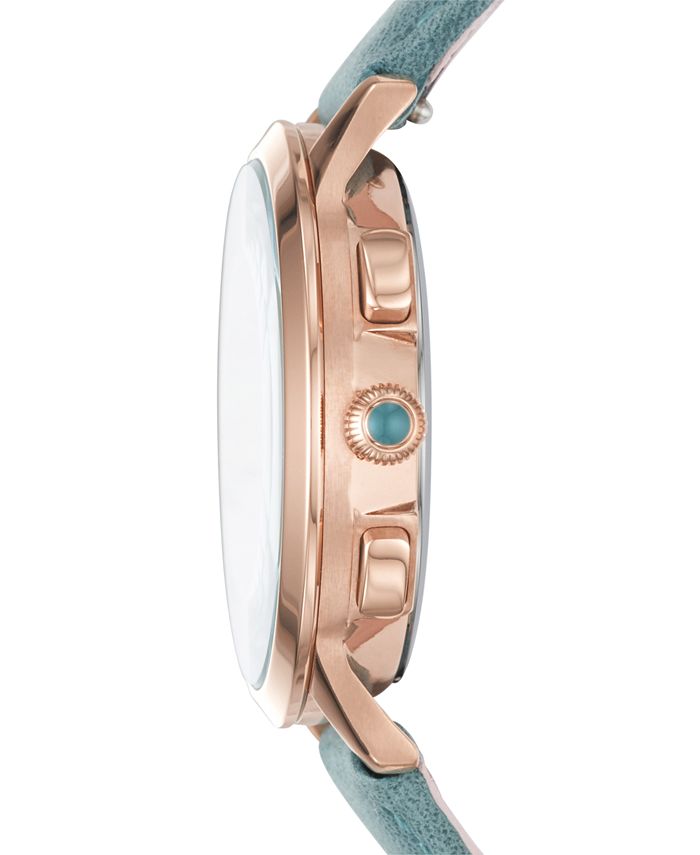 Fossil Women's Chronograph Abilene Green Leather Strap Watch 34mm ...