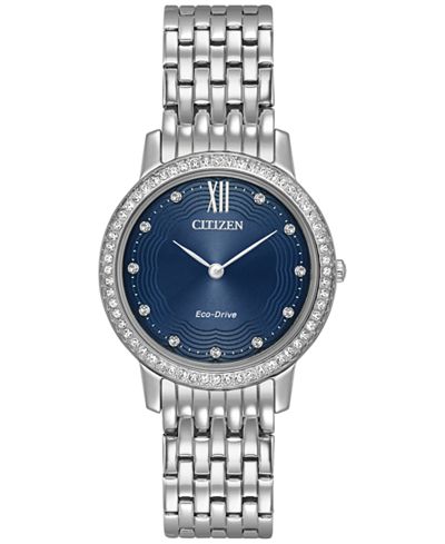 Citizen Eco-Drive Women's Silhouette Crystal Jewelry Stainless Steel Bracelet Watch 29mm EX1480 ...
