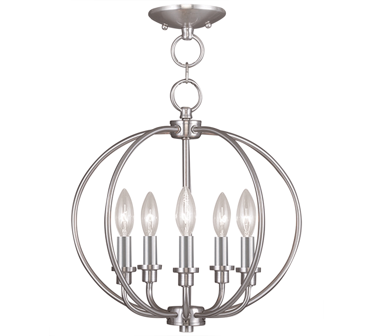 Click here for Livex Milania 5- Light Metal Pendant - Brushed Nic... prices