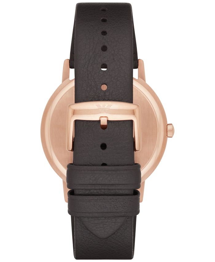 Emporio Armani Men's Brown Leather Strap Watch 43mm AR11011 - Macy's