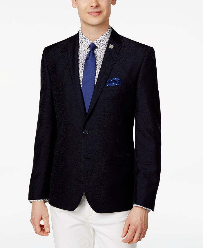 Nick Graham Men's Slim-Fit Navy Cheetah Print Sport Coat - Macy's
