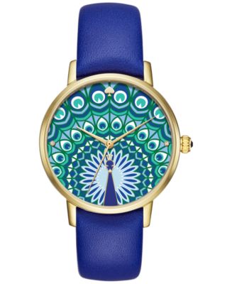 kate spade new york Women's Metro Cobalt Blue Leather Strap Watch 34mm ...