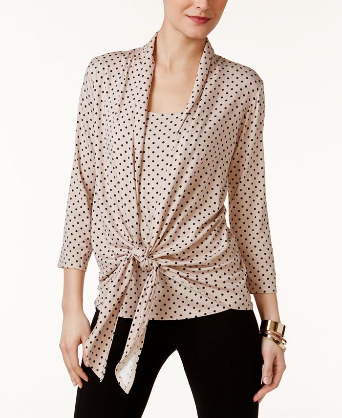 NY Collection Layered-Look Draped Blouse - Macy's