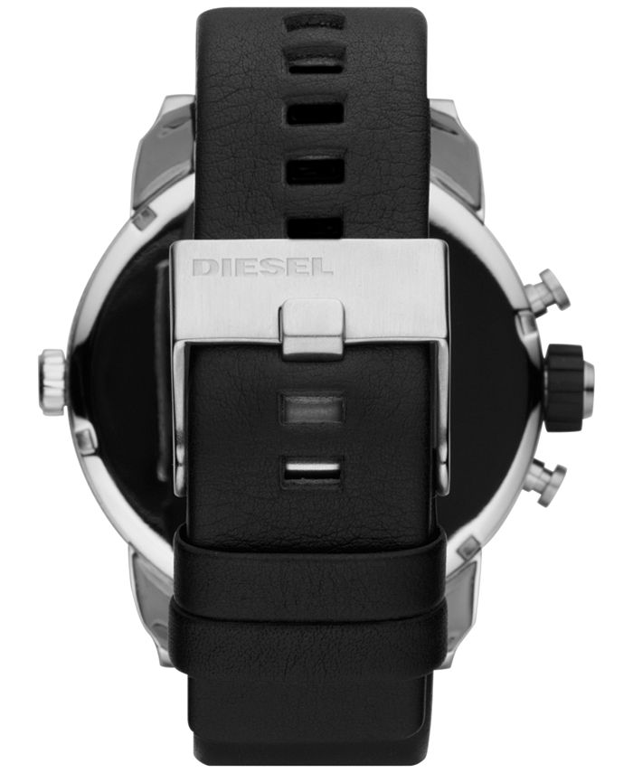 Diesel Watch, Chronograph Black Leather Strap 51mm DZ7256 - Macy's
