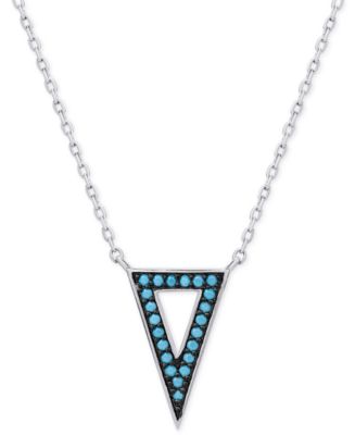 Manufactured Turquoise Triangle Pendant Necklace in Sterling Silver ...