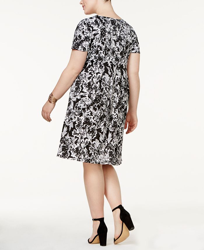 NY Collection Plus Size Printed Fit & Flare Dress - Macy's