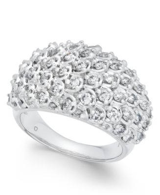 Diamond Cluster Bubble Ring (1-1/2 ct. t.w.) in 14k White Gold - Macy's
