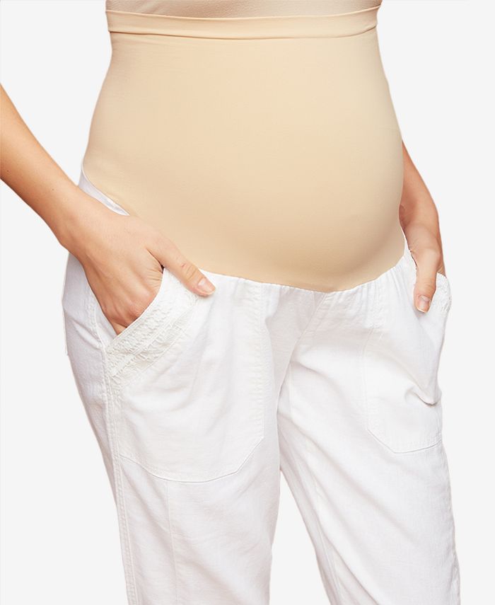 Motherhood Maternity Linen-Blend Cropped Pants - Macy's