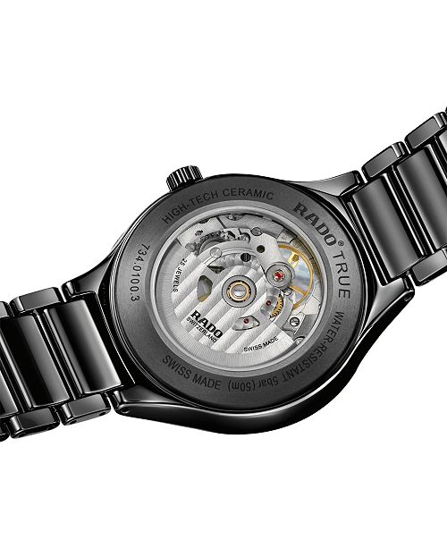 Rado Men's Swiss Automatic True Black Ceramic Bracelet Watch 40mm ...