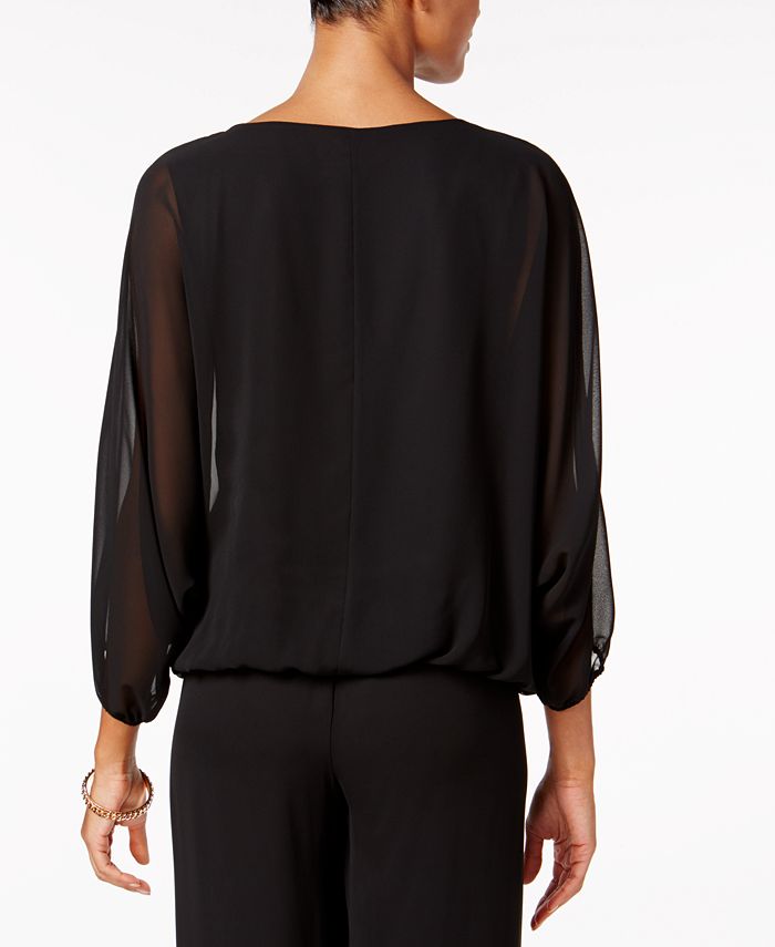 MSK Chiffon Batwing-Sleeve Blouse with Necklace - Macy's
